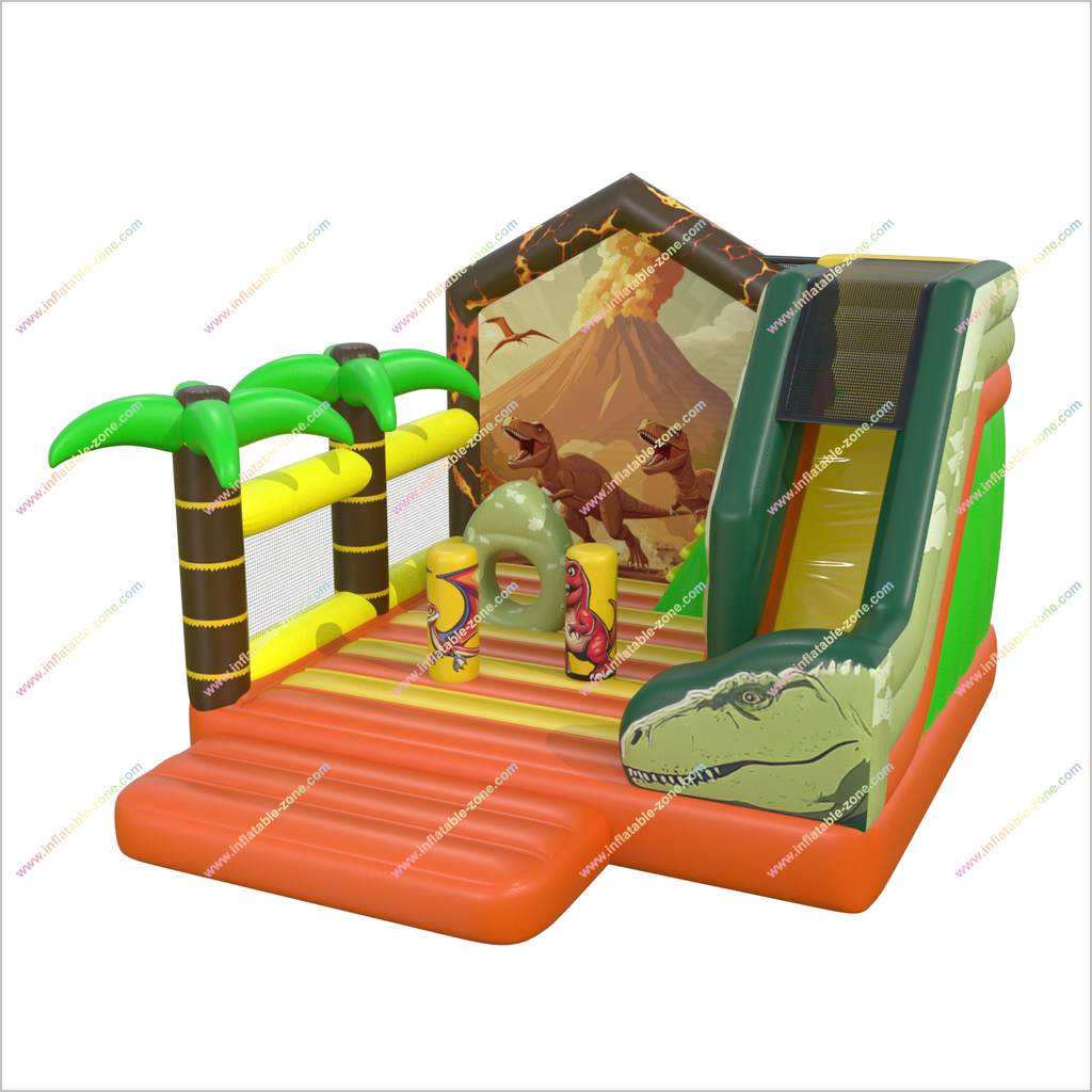 Dinosaur Party Obstacle Bounce House Inflatable Combo Slide Volcano ...
