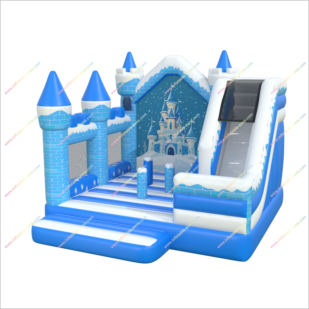 Frozen-Themed Castle Bouncer And Slide Combo Jumper Inflatable Bounce