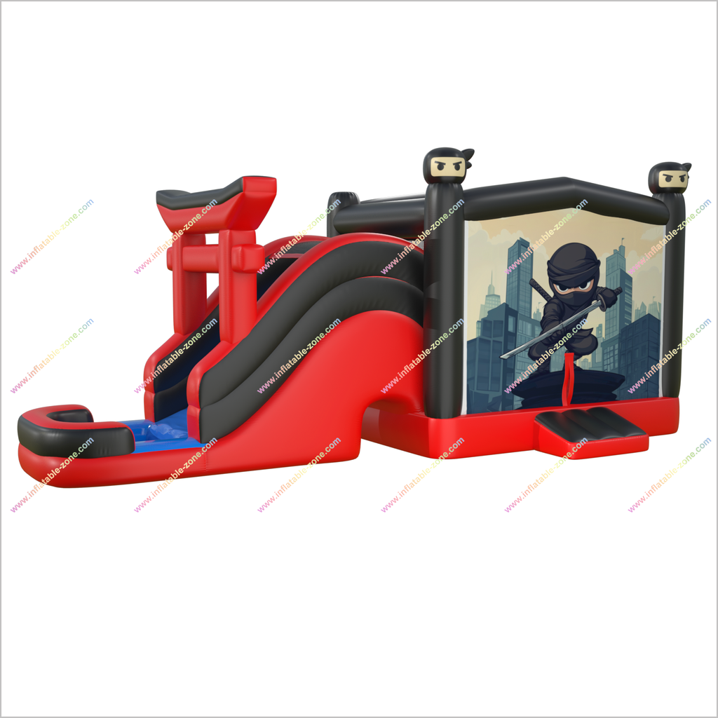 Ninja Jump Bounce House Inflatable Water Slide Rent Red And Black Infl
