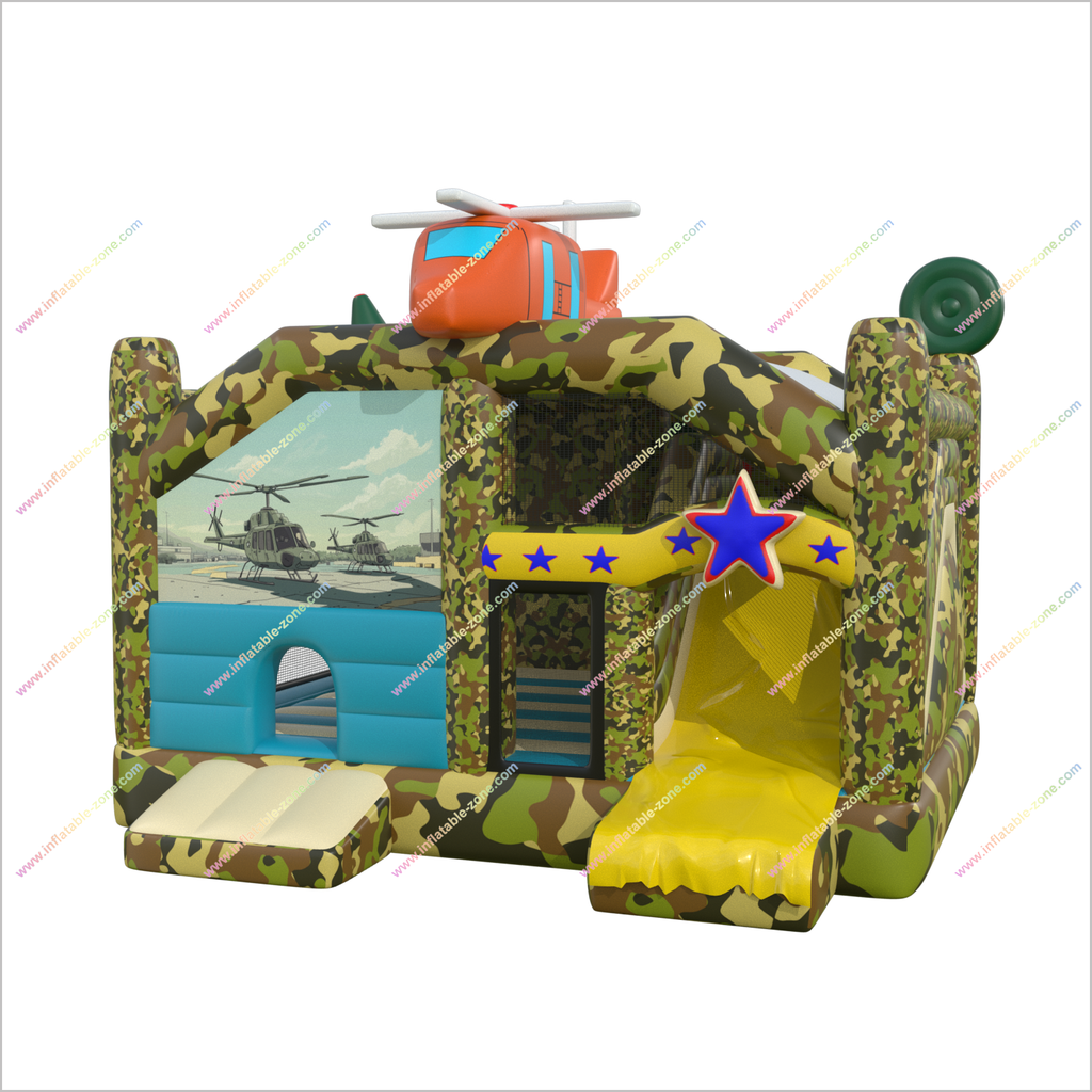 Military-Themed Inflatable Bounce House Nearby Party Slide Rental Heli