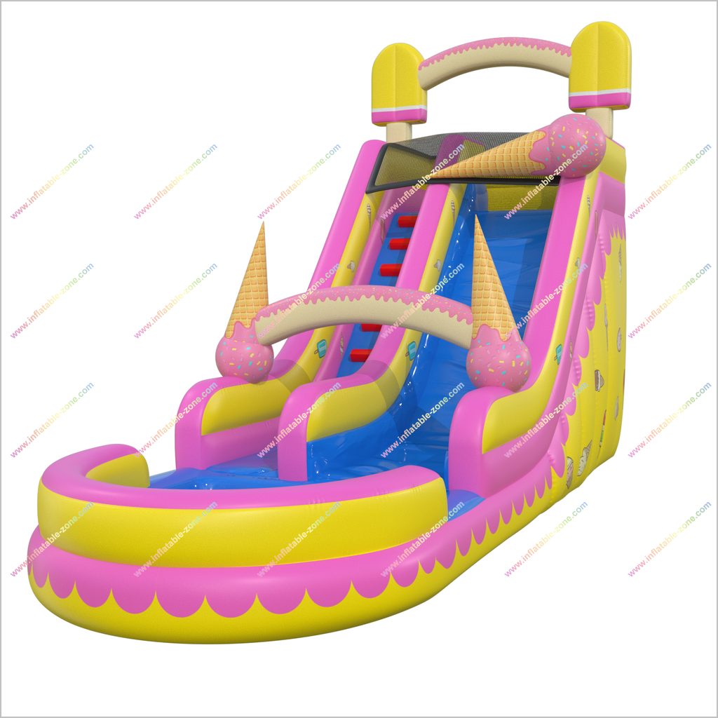 Ice Cream-Themed Inflatable Backyard Water Slide And Pool Popsicle Wat