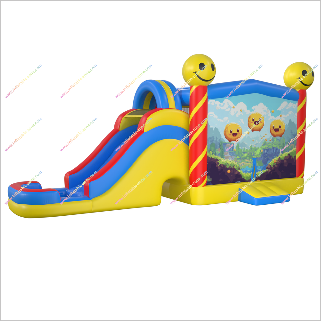 Happy Faces Water Bouncy Castle Rental Inflatable Pool And Slide Joy C