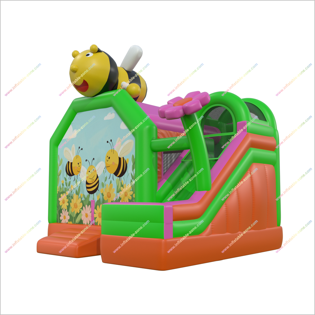Bee Themed Inflatable Castle And Slide Flower Combo Bouncy House Slide