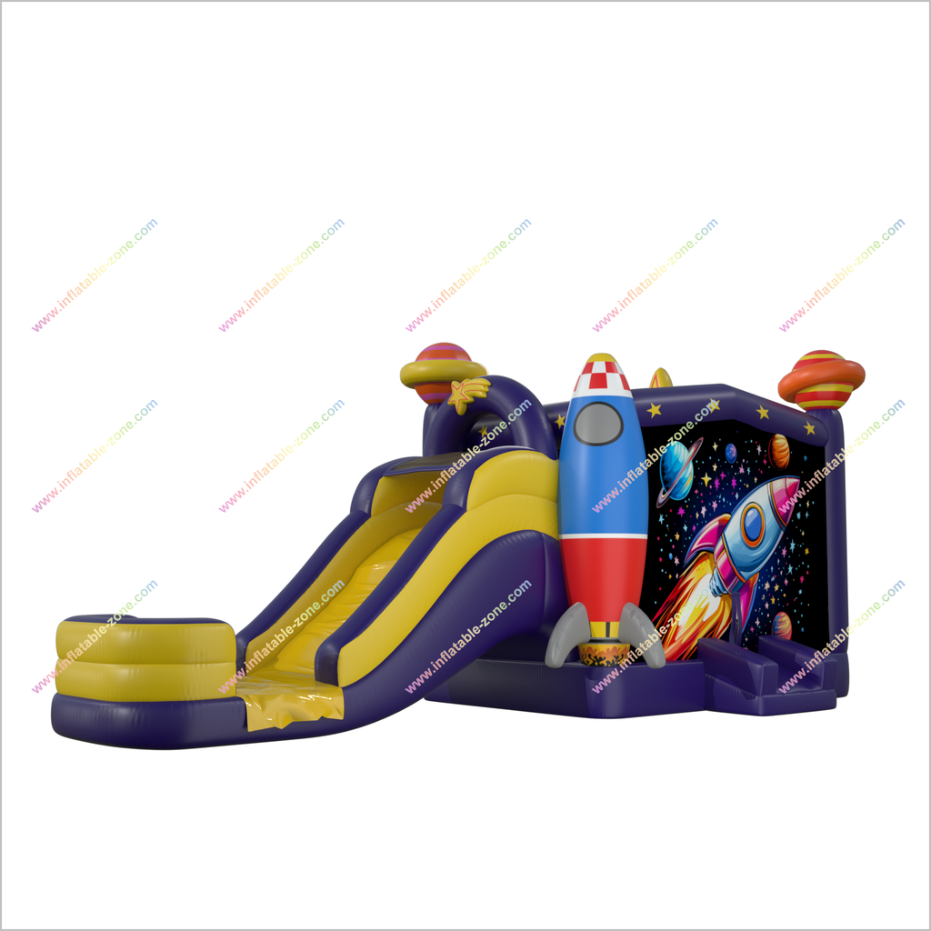 Space Themed Bouncy Castle With Water Slide Combo Inflatable Jumper ...