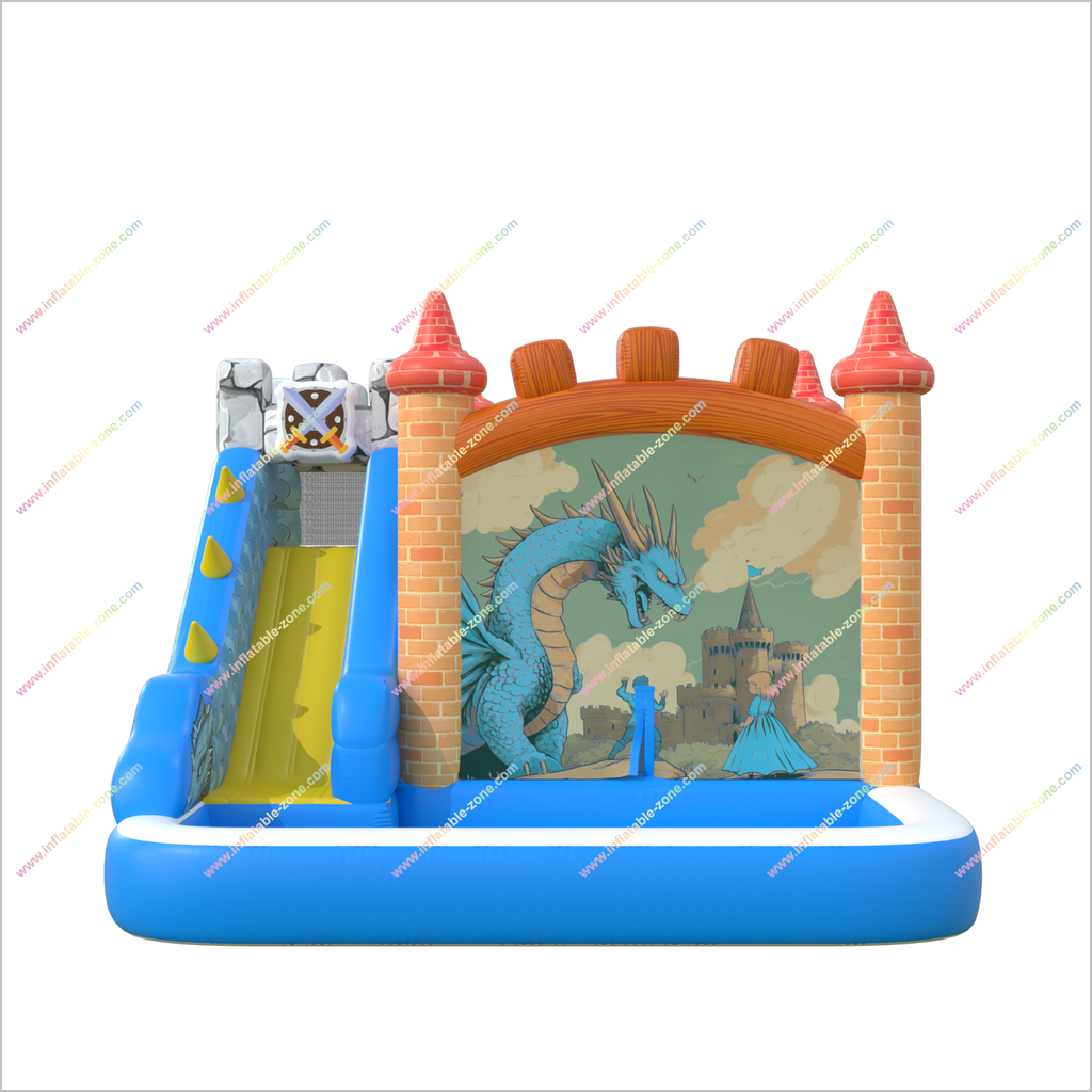 Dragon Guard Castle Bounce House With A Cool Slide Combo Inflatable Po