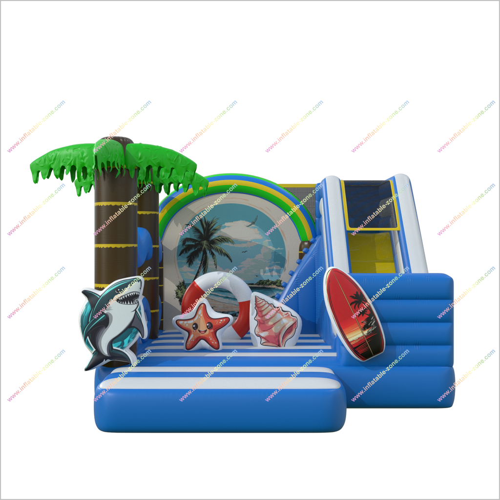 Ocean Theme Decoration Inflatable With Slide Combo Tropical Blow Up Pa