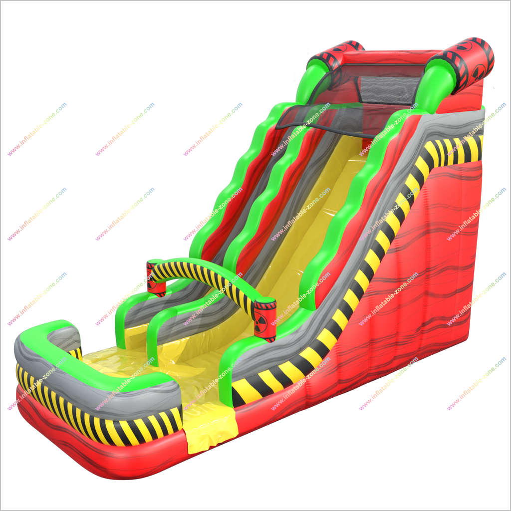 Radioactive Tall Inflatable Water Slides Childrens Garden Play Equipme