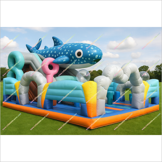 Huge Amusement Park Inflatable Whale Obstacle Course Commercial ...