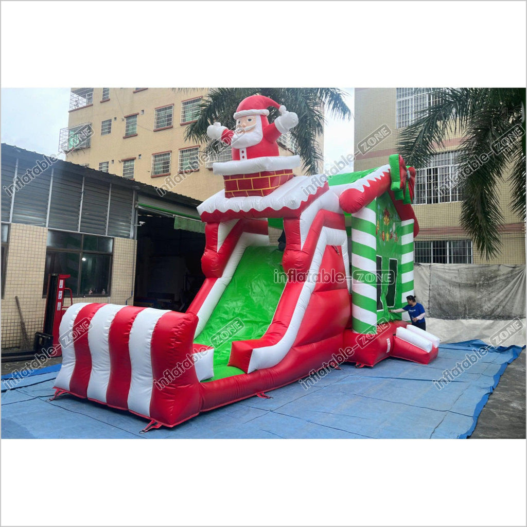 Christmas Santa House of Bounce Slide Combo inflable Agua de agua Boun
