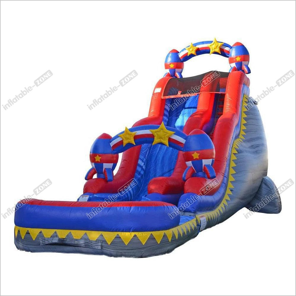 Rocket Double Drop Water Slide With Detachable Deep Pool Fun Bounces I ...