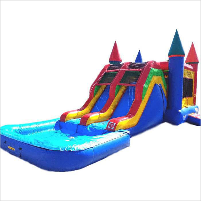 Double Lanes Inflatable Water Bounce House , Durable Attractive Water