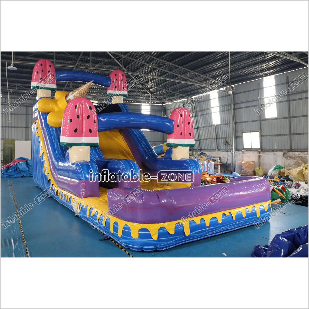Ice Cream Inflatable Water Slide With Pool Commercial Giant Inflatable ...