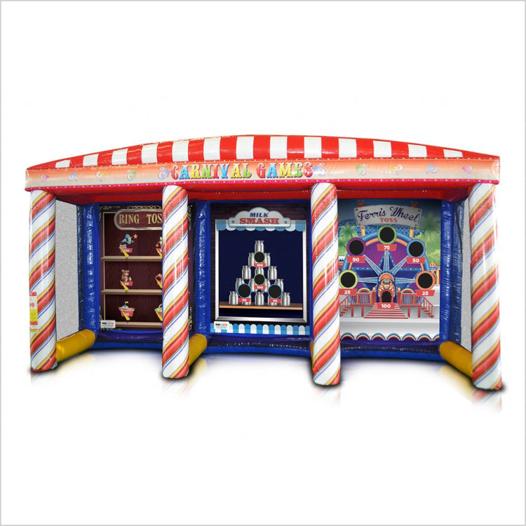 Fun Fair Stall Inflatable Carnival Midway 3 Games In 1 Ring Toss Milk