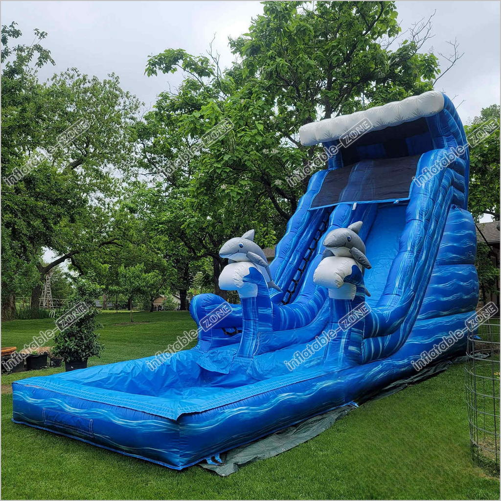Dolphin Water Slide Backyard Bouncers And Party Wave Inflatable Wet Dr