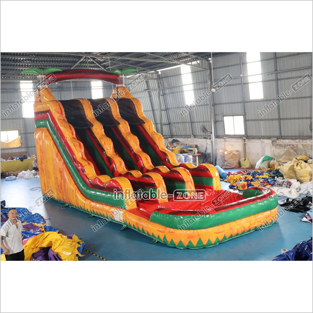 Tropical Giant Inflatable Slide With Pool Commercial Combo Large Infla ...