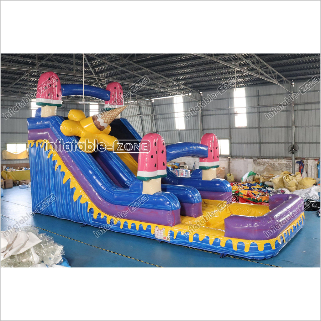 Ice Cream Inflatable Water Slide With Pool Commercial Giant Inflatable ...