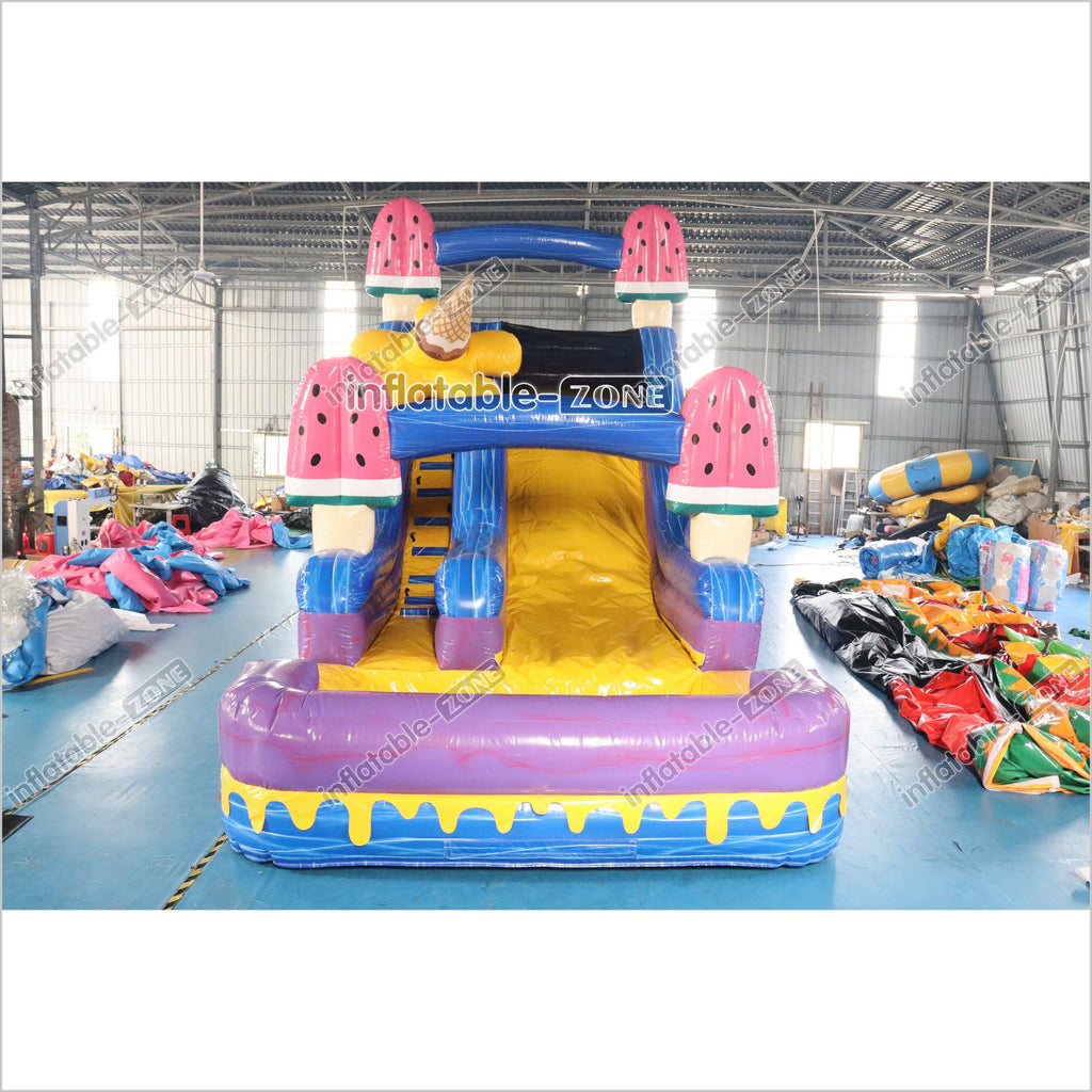 Ice Cream Inflatable Water Slide With Pool Commercial Giant Inflatable ...