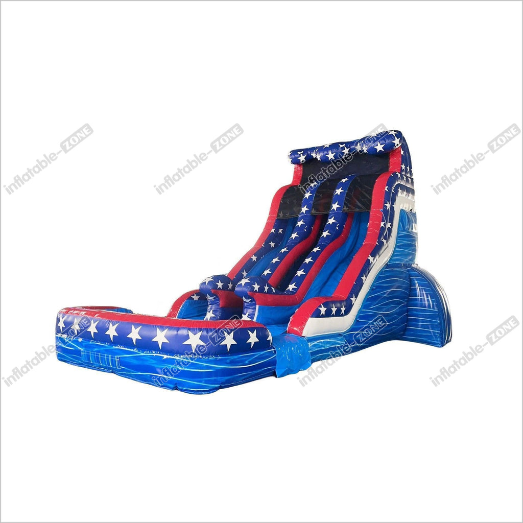 American Flag Double Lane Inflatable Water Slide Giant Backyard Rave S