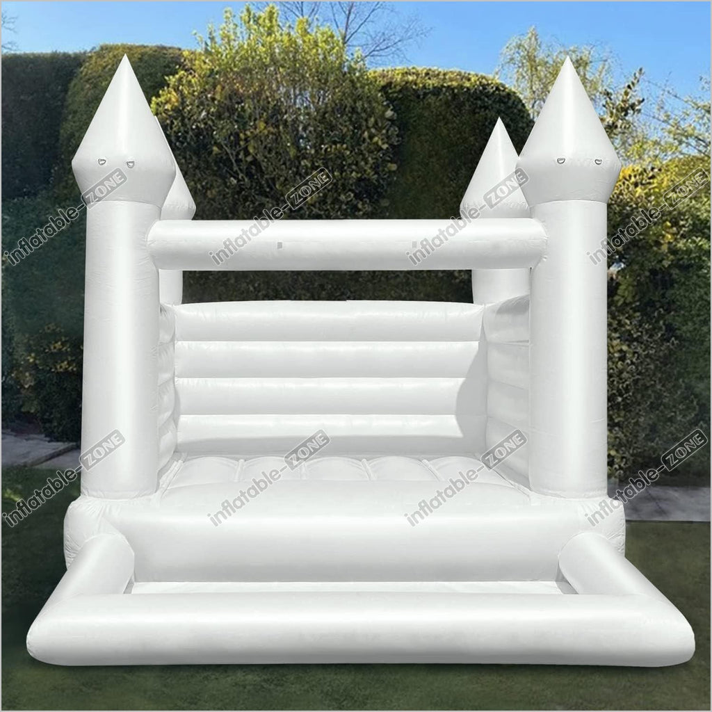 White Bounce House With Ball Pit Commercial Grade All PVC Bouncy House