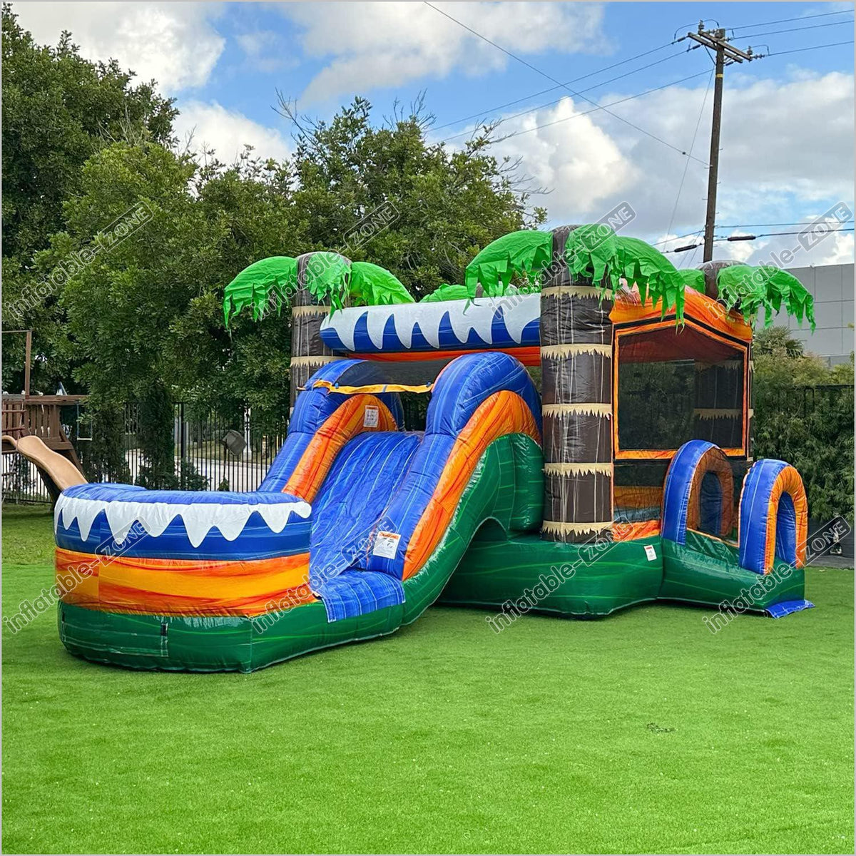 Ocean Inflatable Bounce House Water Slide Combo With Splash Pool Jumpe ...