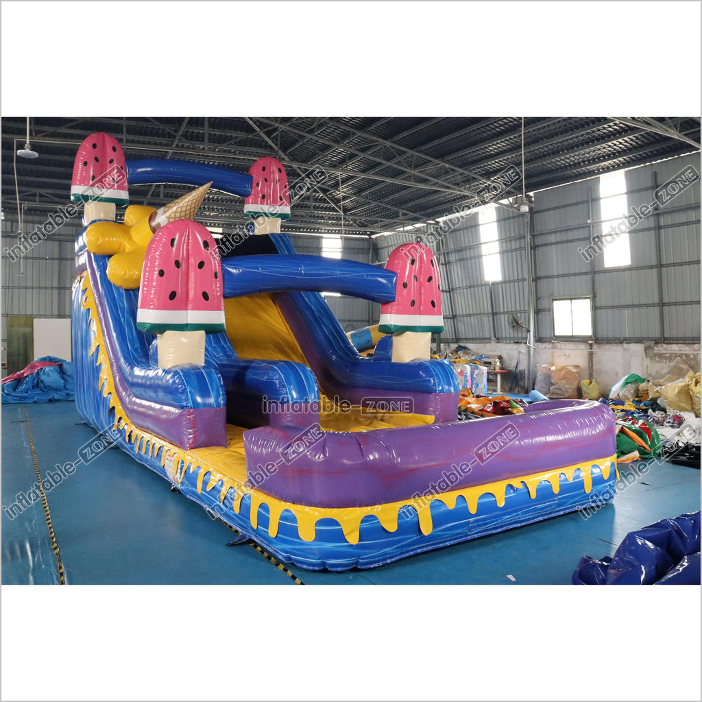 Ice Cream Inflatable Water Slide With Pool Commercial Giant Inflatable ...
