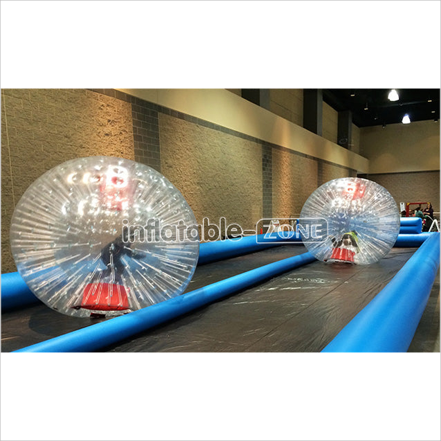 2 Lane Slide Inflatable Race Track Go Kart Track For Zorb Ball