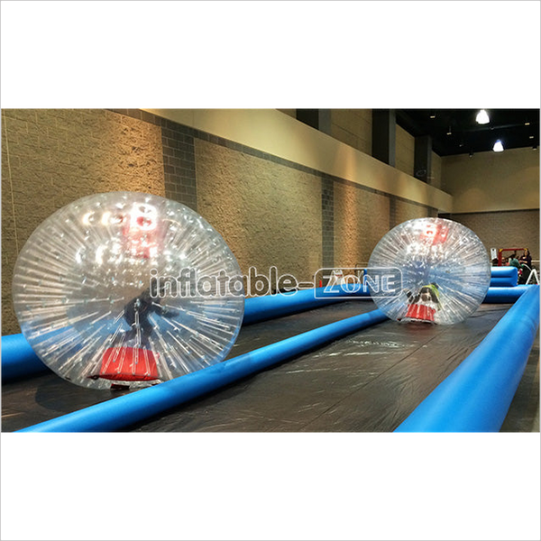 2 Lane Slide Inflatable Race Track Go Kart Track For Zorb Ball