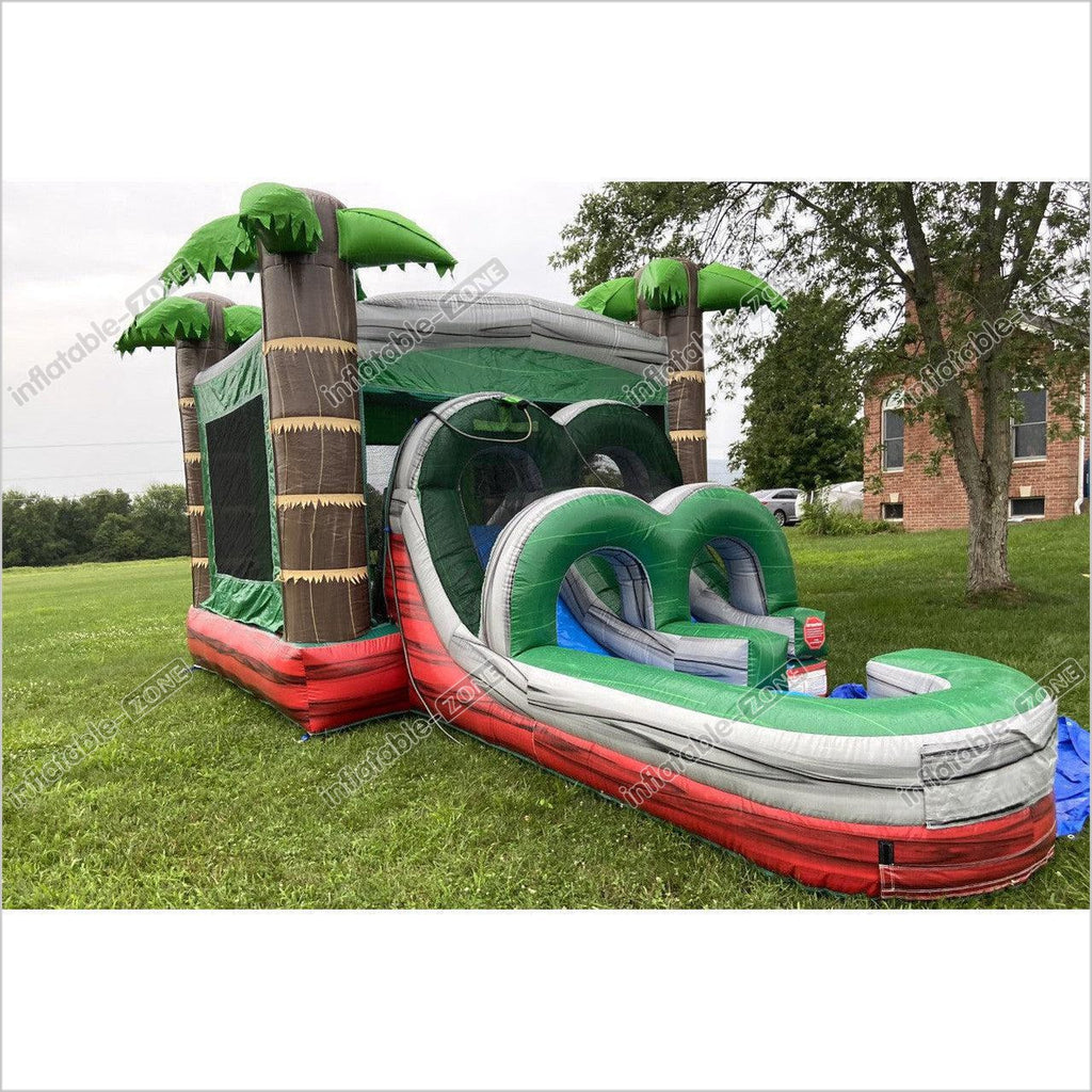 Double Slide Bounce House Water Slide Combo Wet Dry Largest Bouncy Cas