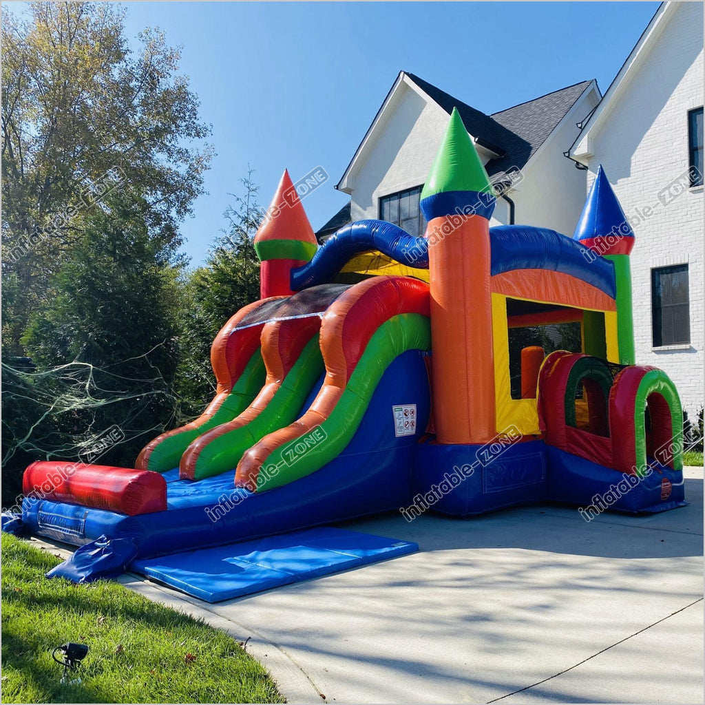 Bounce House Water Slide Combo Rainbow Jumping Happy Hop Bouncy Castle