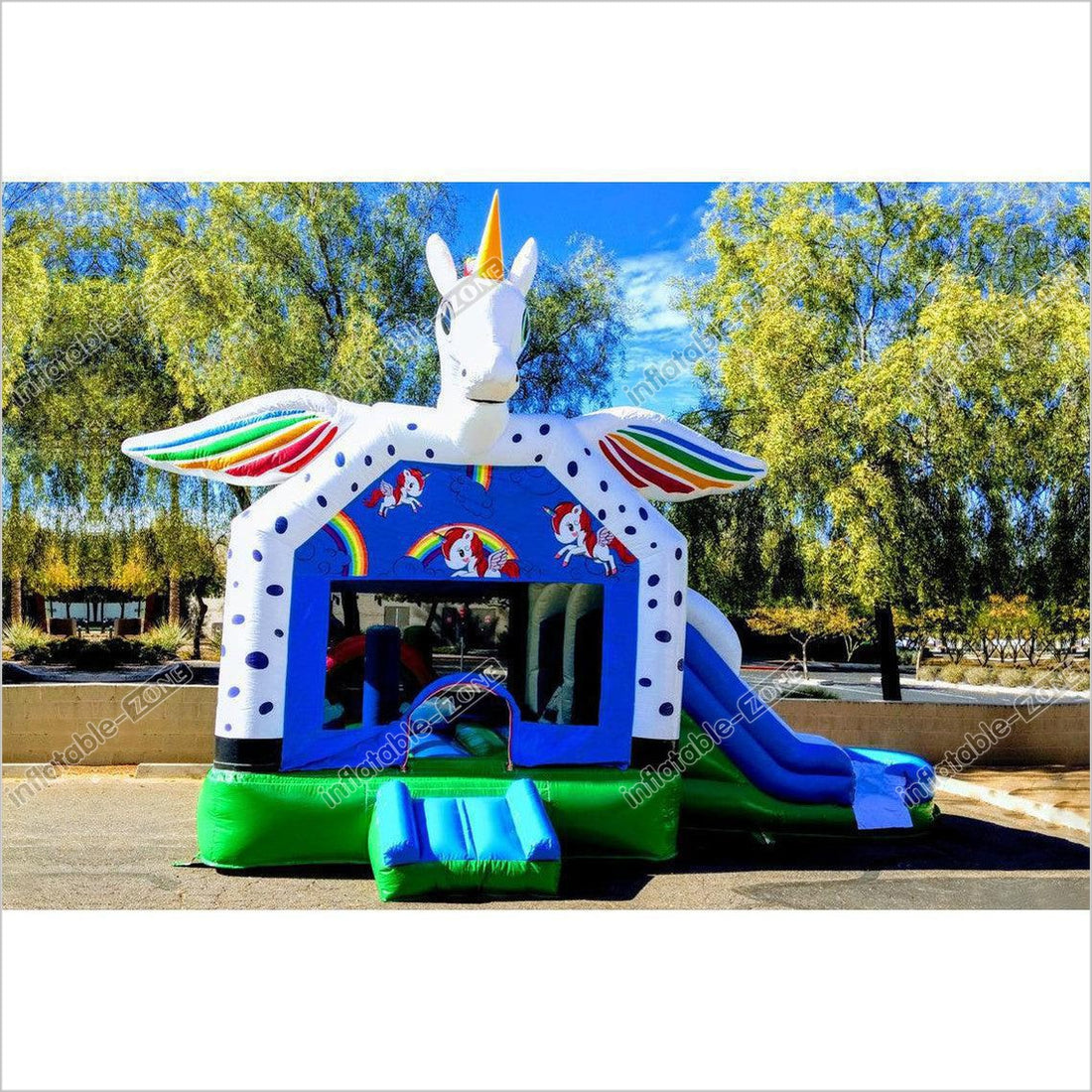 Unicorn Slide Castelo Combo Bounce House Play Yard Inflável Bouncer Bl