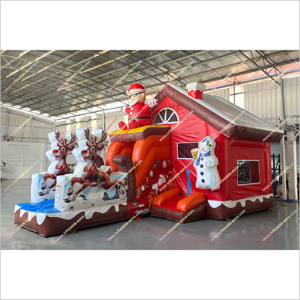 Large Christmas Inflatables Bounce House And Slide Rental Outdoor Sant