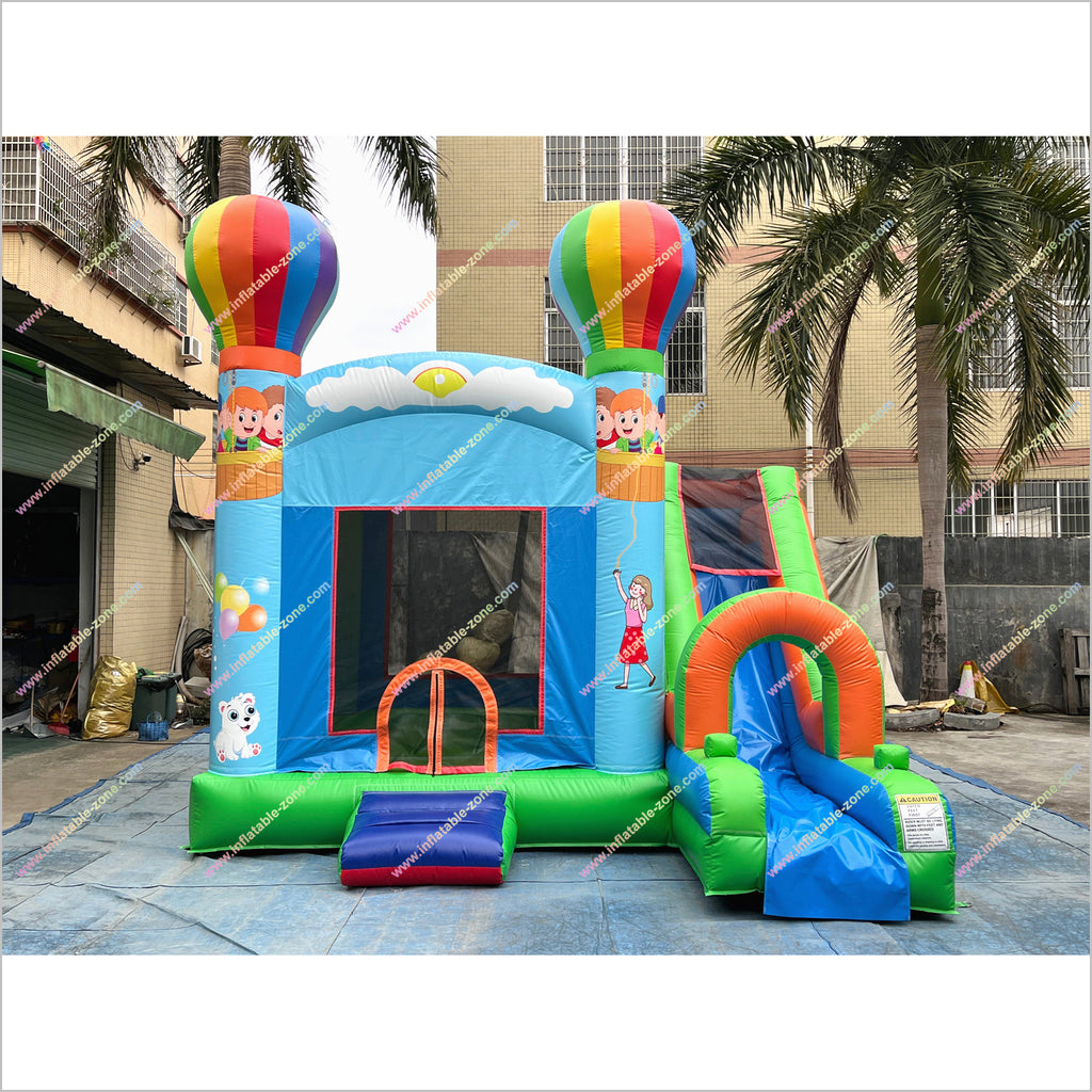 Rainbow Balloon Combo Jump And Slide Inflatable Bouncer Backyard Party