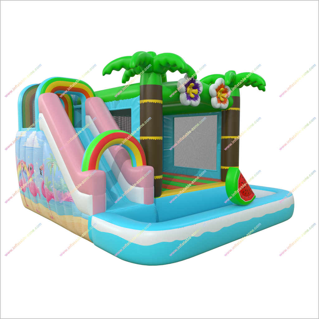 Bouncy Playground Jumping Castle Water Slide Hire Tropical Inflatables ...