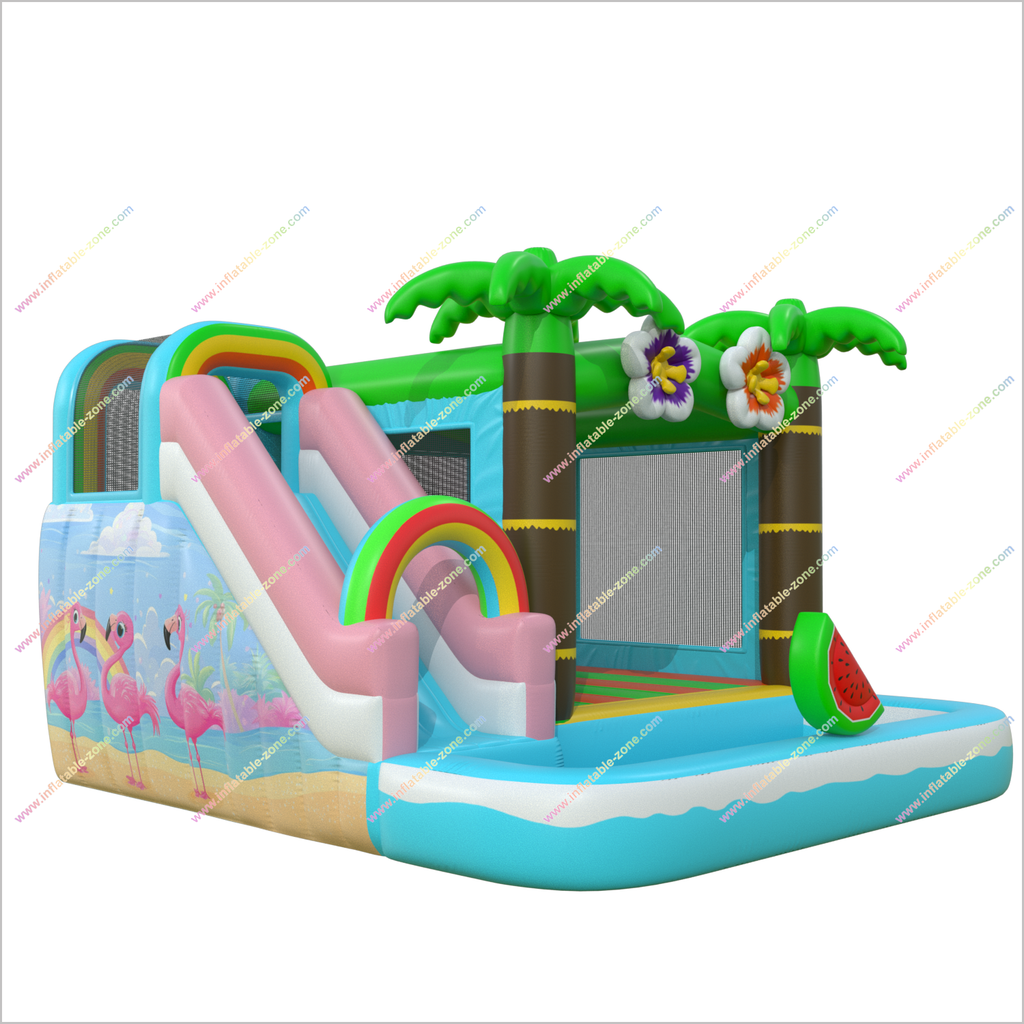 Bouncy Playground Jumping Castle Water Slide Hire Tropical Inflatables ...