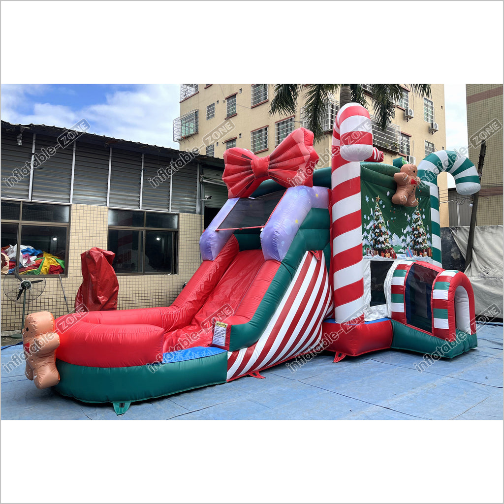 Candy Cane Christmas Tree Inflatable Bounce House With Water Slide ...