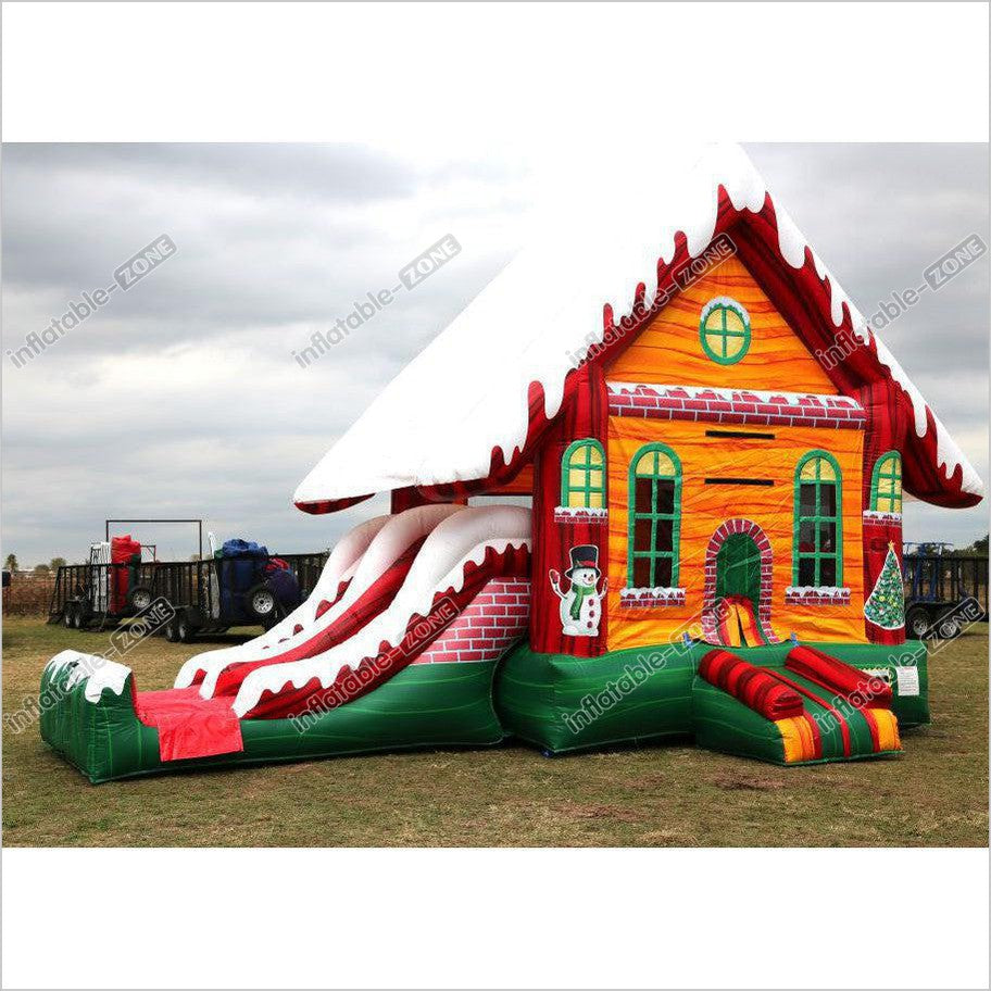 Christmas Themed Bouncy Castle Inflatable Wet Slide Bounce House And W