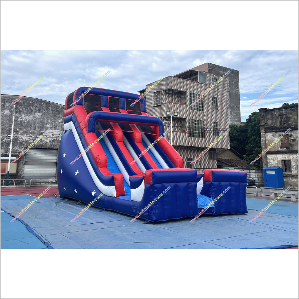 Cool Inflatable Water Slides Patriotic Themed Blow Up Water Slide And