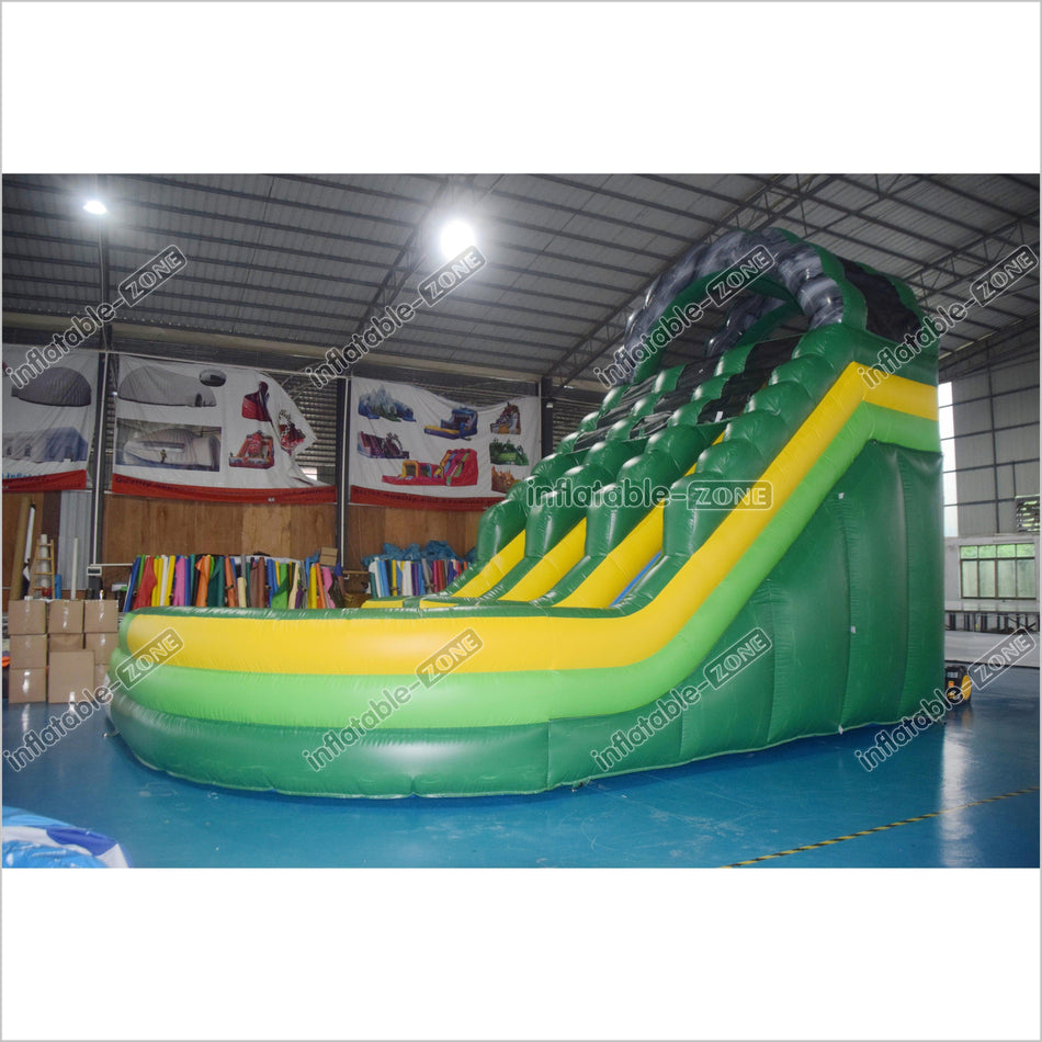 Green Marble Wave Curve Inflatable Water Slide Large Inflatable Water