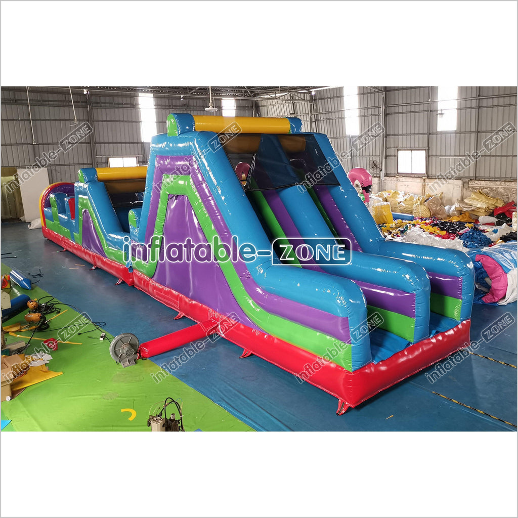 Giant Inflatable Obstacle Course Slip And Slide Fun Bouncy Obstacle Co ...