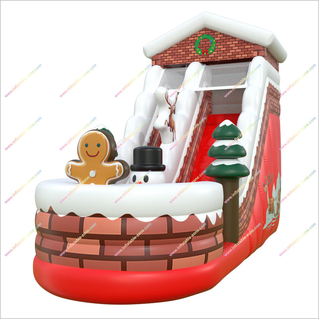 Giant Christmas Inflatables Water Slides Pools Gingerbread Man Snowman