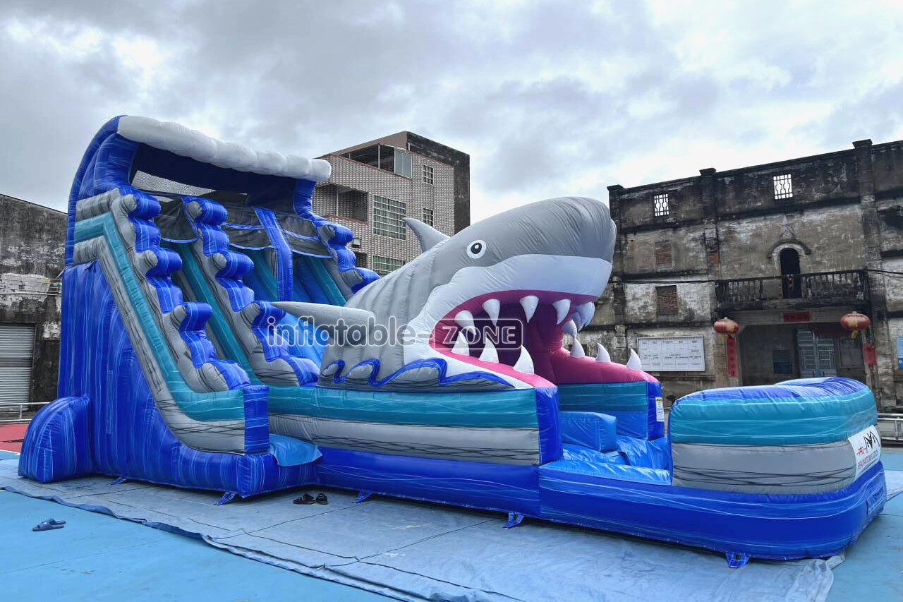 Best Outdoor Inflatable Shark Bouncy Waterslides Giant Inflatable Dual ...