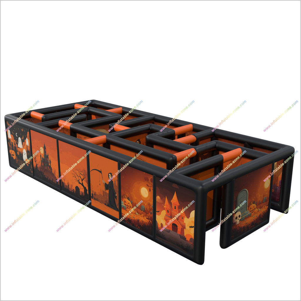 Halloween Maze Bounce House Inflatable Haunted Maze Outdoor Fun Games