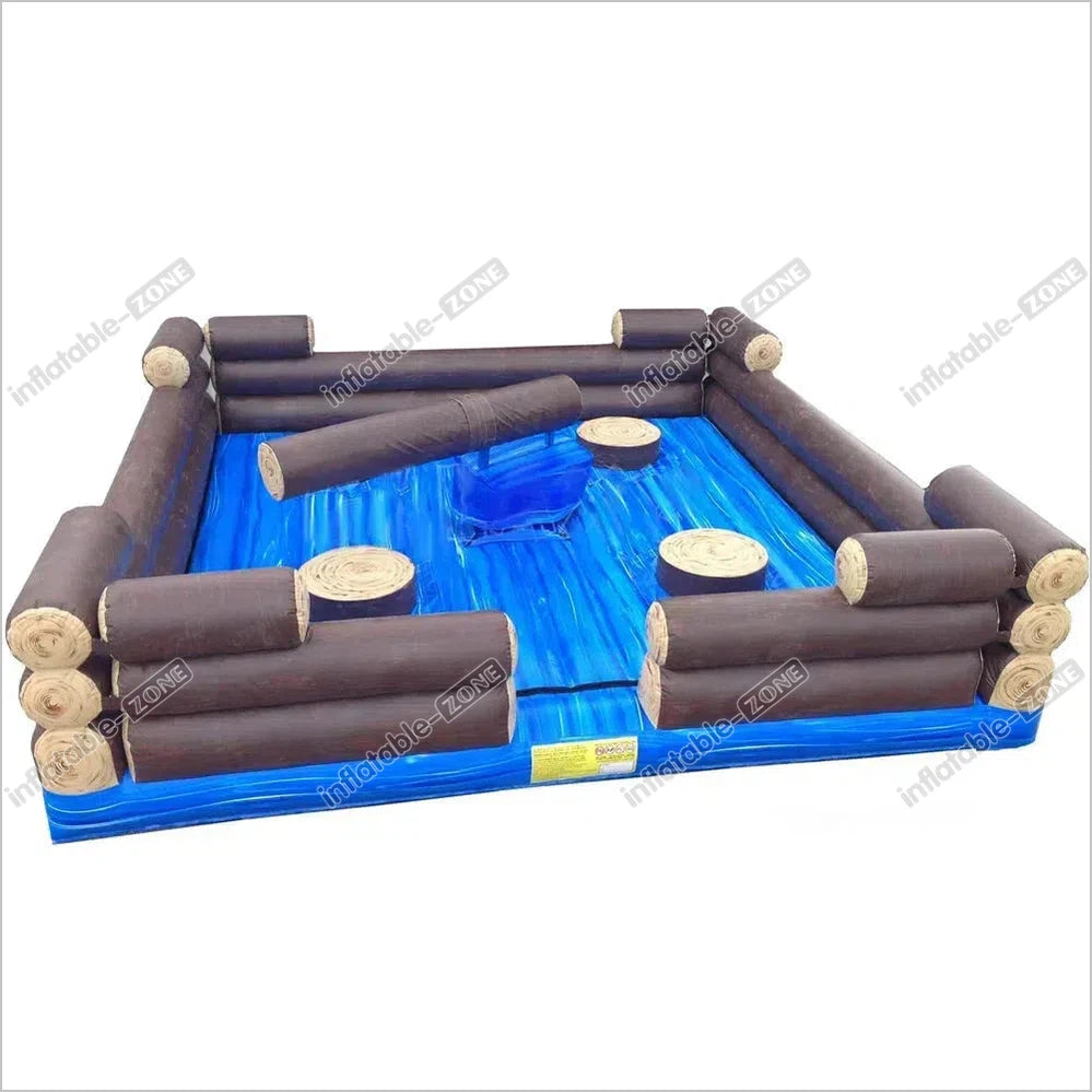 Wood Style Inflatable Wipeout Meltdown Game Commercial Interactive Inf