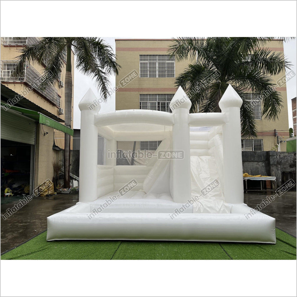 3 In 1 Inflatable White Wedding Jumping Castle With Slide And Ball Pit