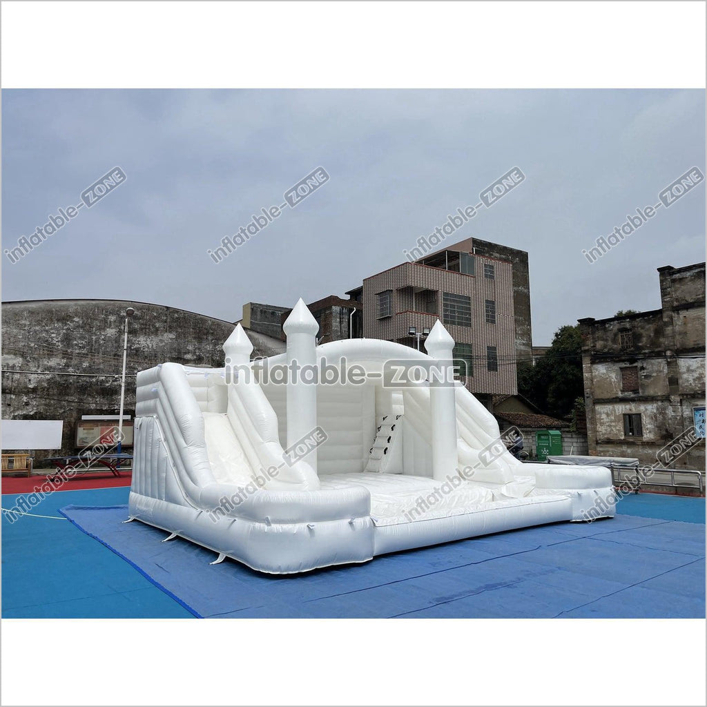 White Bouncer Castle Inflatable Water Slide Wedding Jumpy House Castle ...