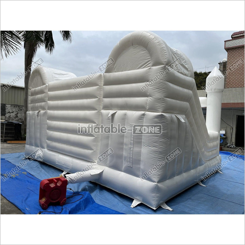 Inflatable White Bounce House White Double Slide Wedding Bouncy Castle ...