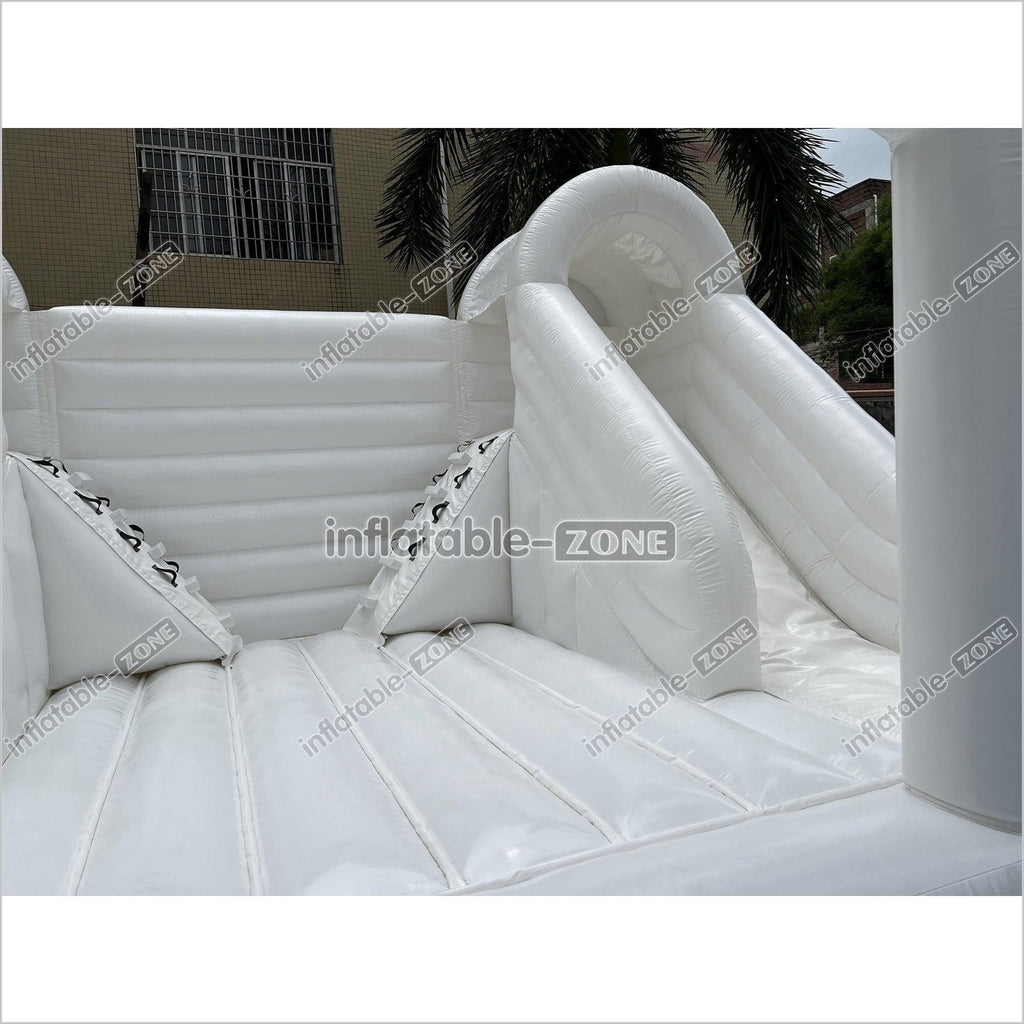 Inflatable White Bounce House White Double Slide Wedding Bouncy Castle ...