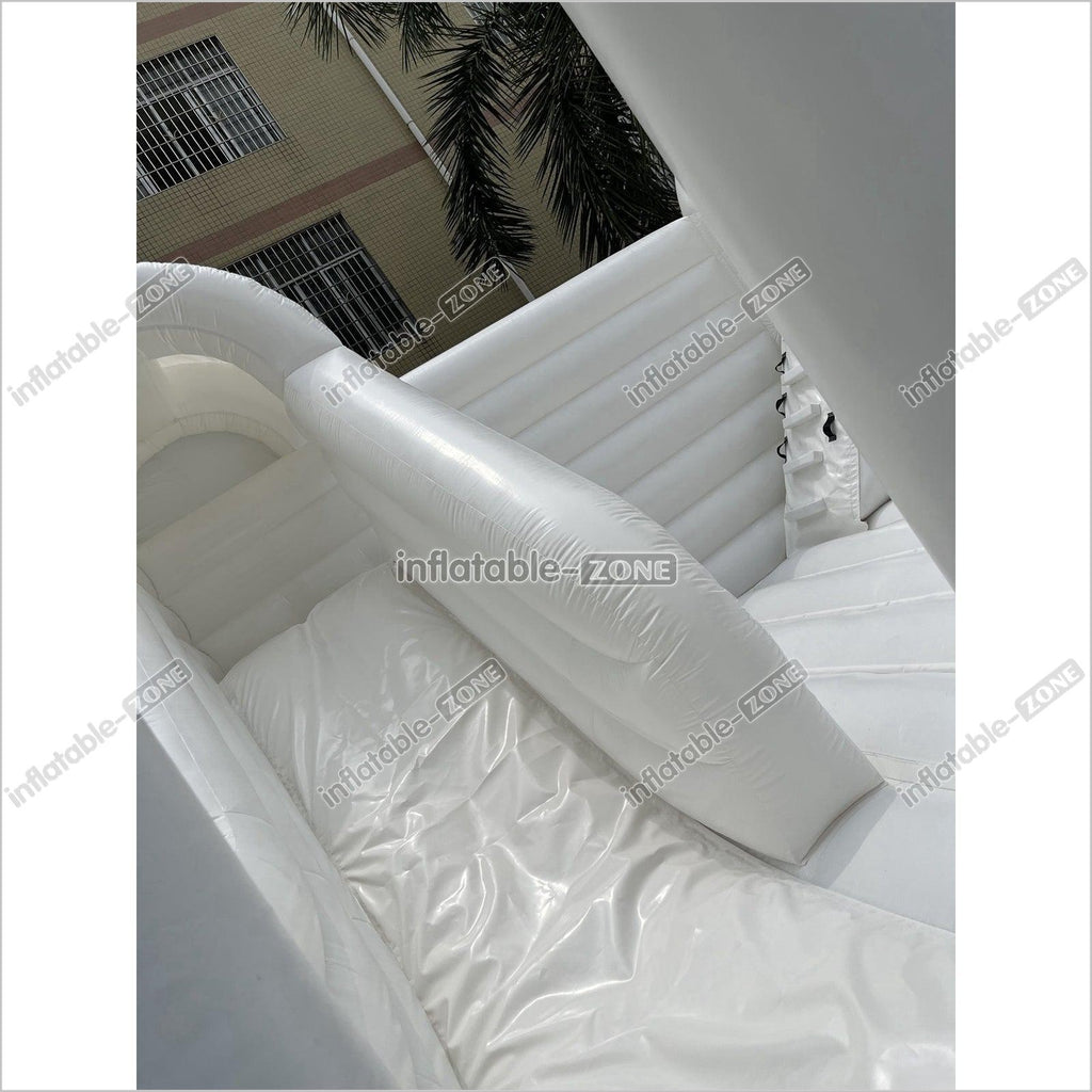 Inflatable White Bounce House White Double Slide Wedding Bouncy Castle ...