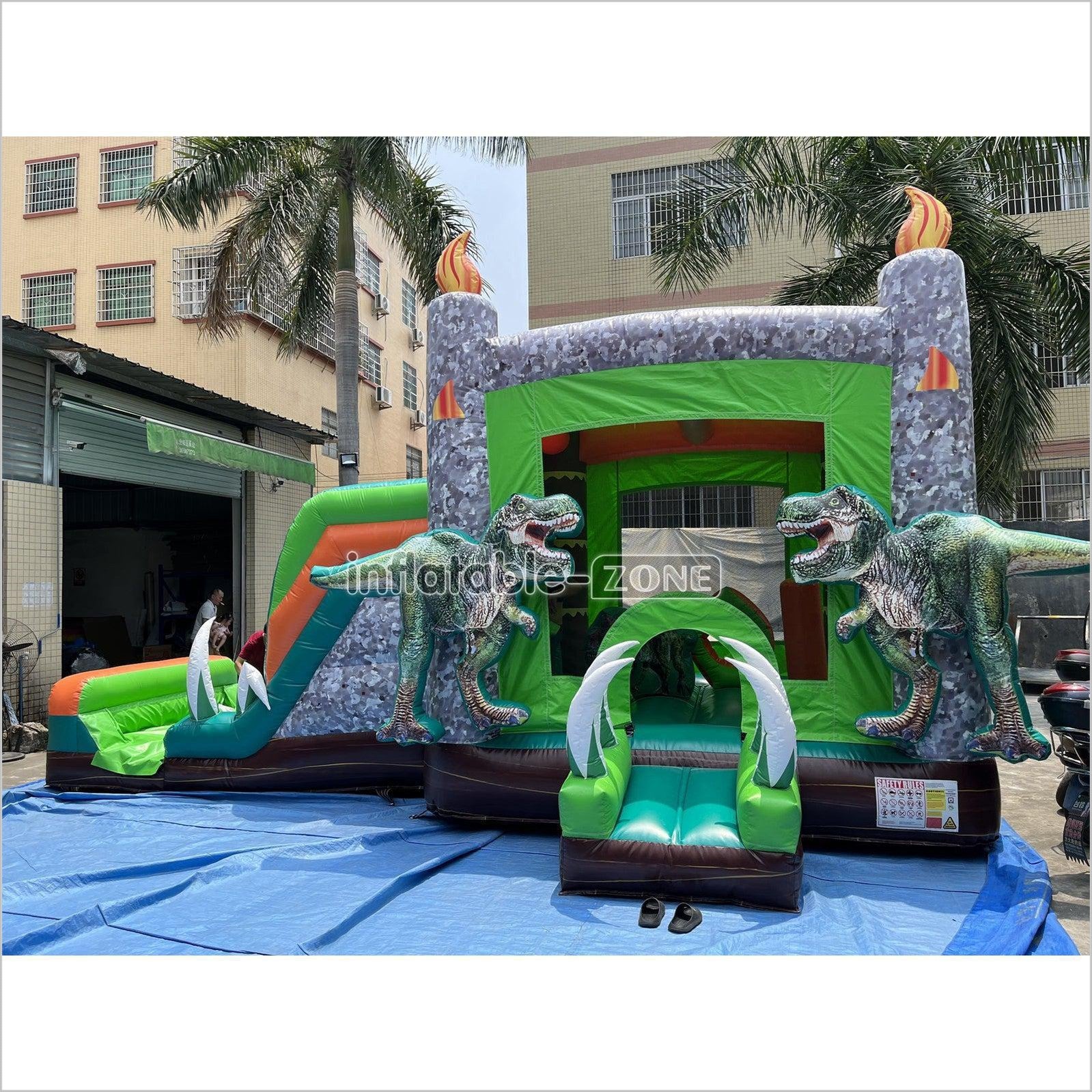 Inflatable dinosaur bounce house with slide rainforest bouncy house ...