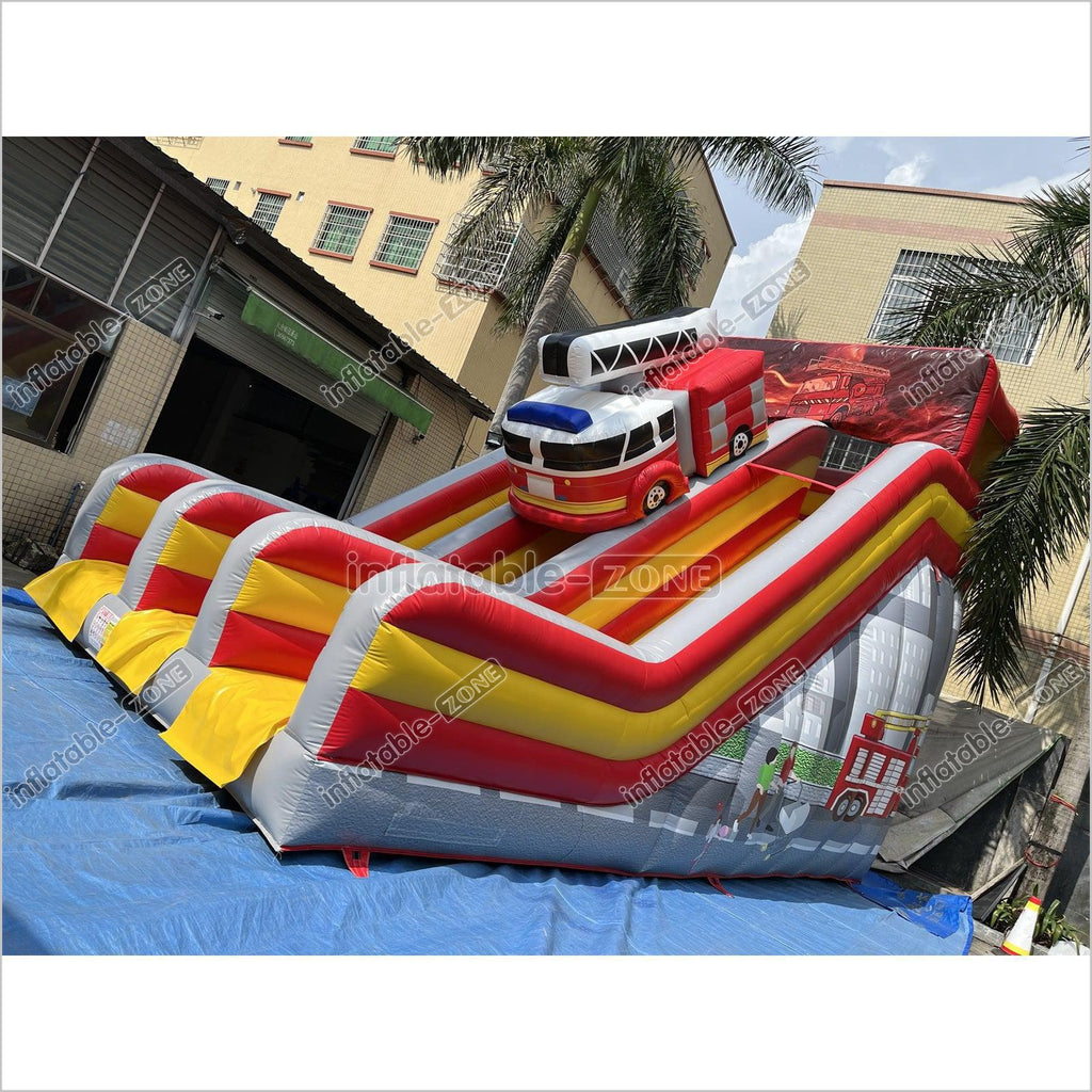 Inflatable Fire Truck Slide Jumper House Car Inflatable Dry Slide